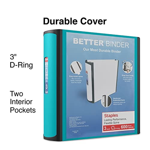 Staples 3-inch 3-Ring Better Binder, Light Blue, 2/Pack (ST55891-CCVS ...