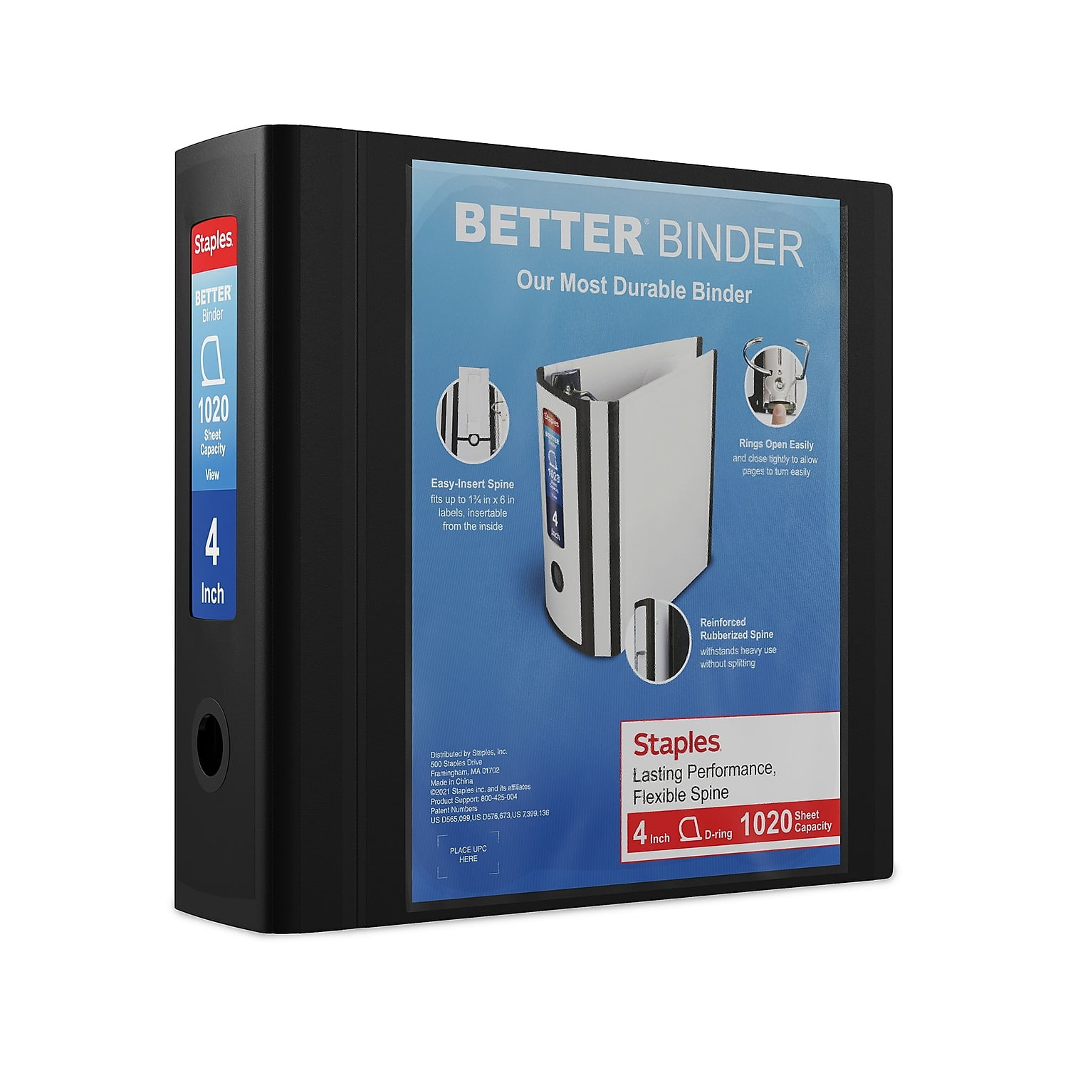 Staples 4" 3-Ring Better Binder Black (44103) 55814/44103 - Walmart.com