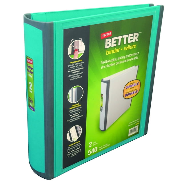 Staples Better 2-Inch D 3-Ring View Binder Teal (13470-CC) 651743 ...