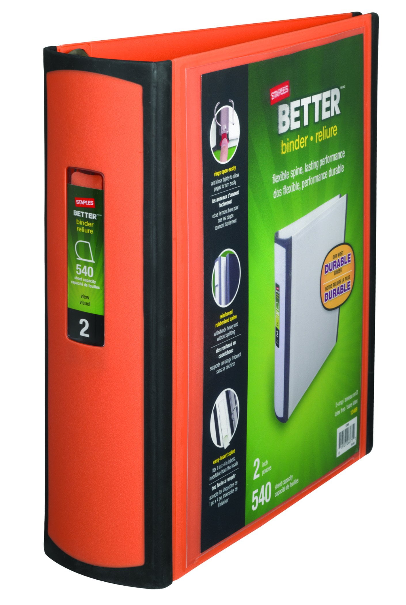 Staples Better 2-Inch D-Ring View Binder, Orange, Heavy-Duty, Holds 540 ...
