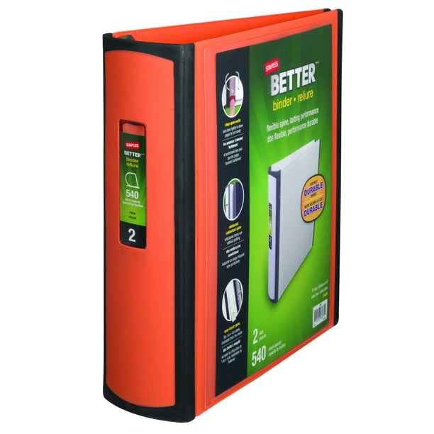 Staples Better 2-Inch Slant D 3-Ring View Binder Orange (13469) 728074 ...