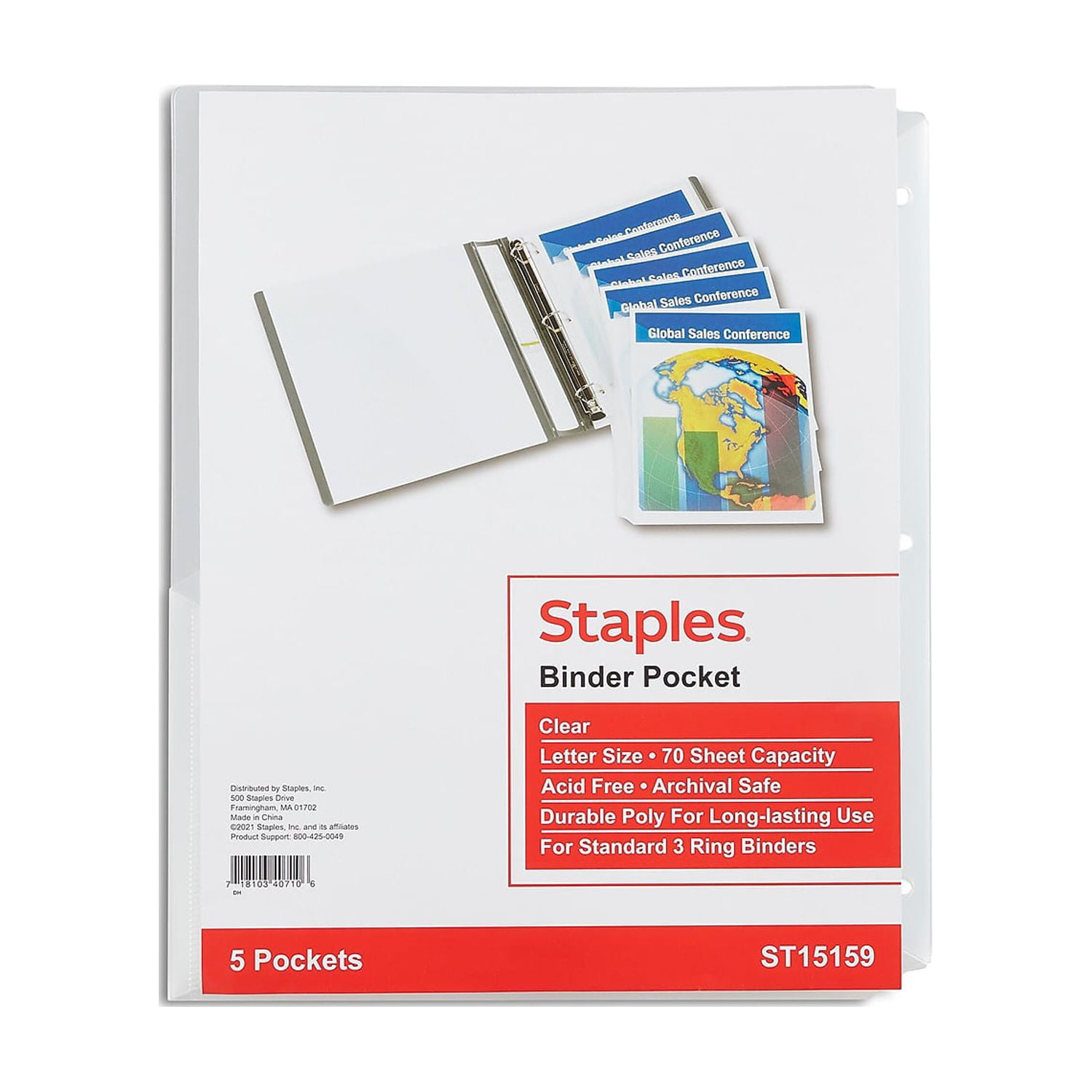 Staples Binder Pockets Clear 15/Carton ST15159-CCVS - Walmart.com