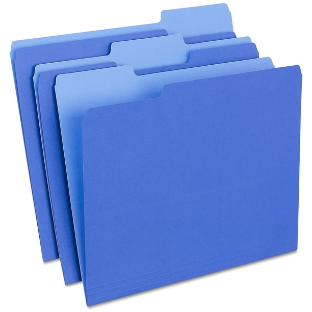 Staples Colored File Folders 3-Tab Letter Blue 100/Box TR224527 ...