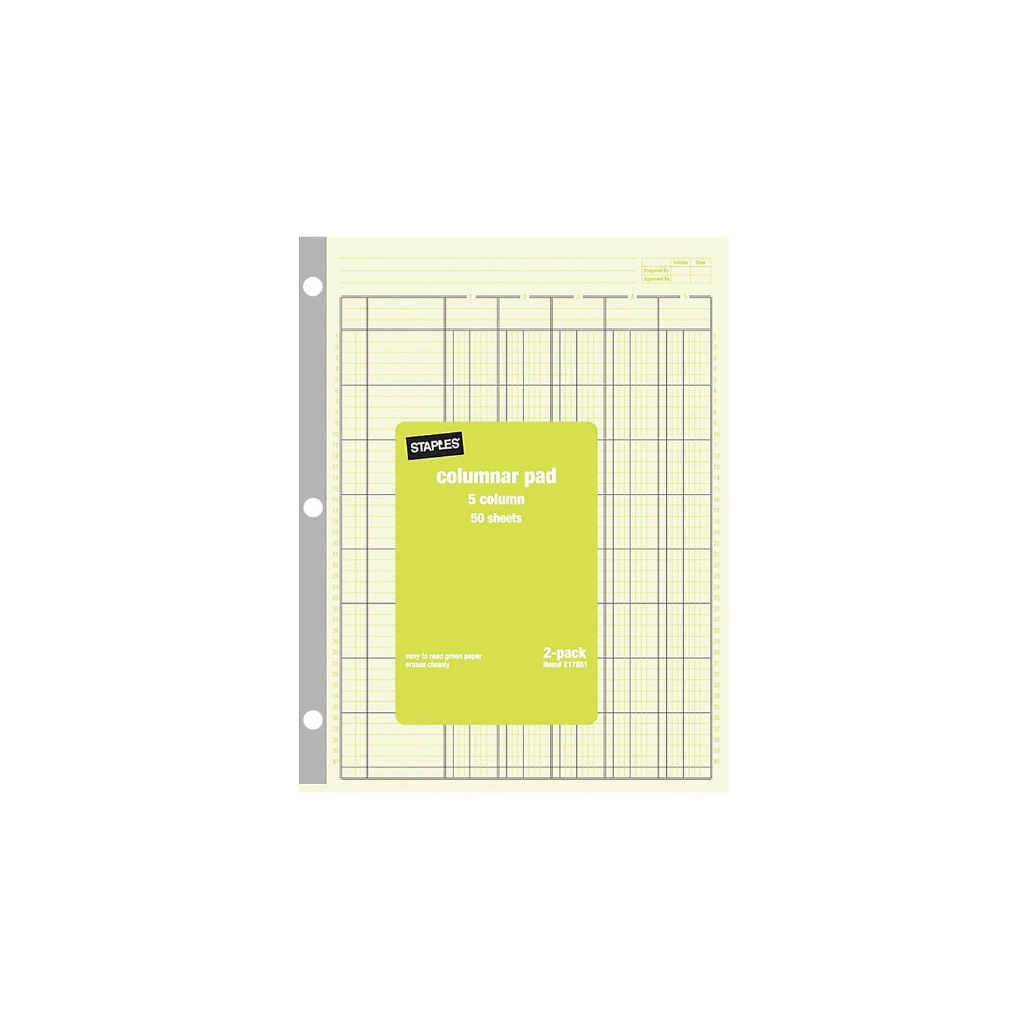 Staples Columnar Books 100 Pages 5 Columns Green 2/Pack (217851ABF ...
