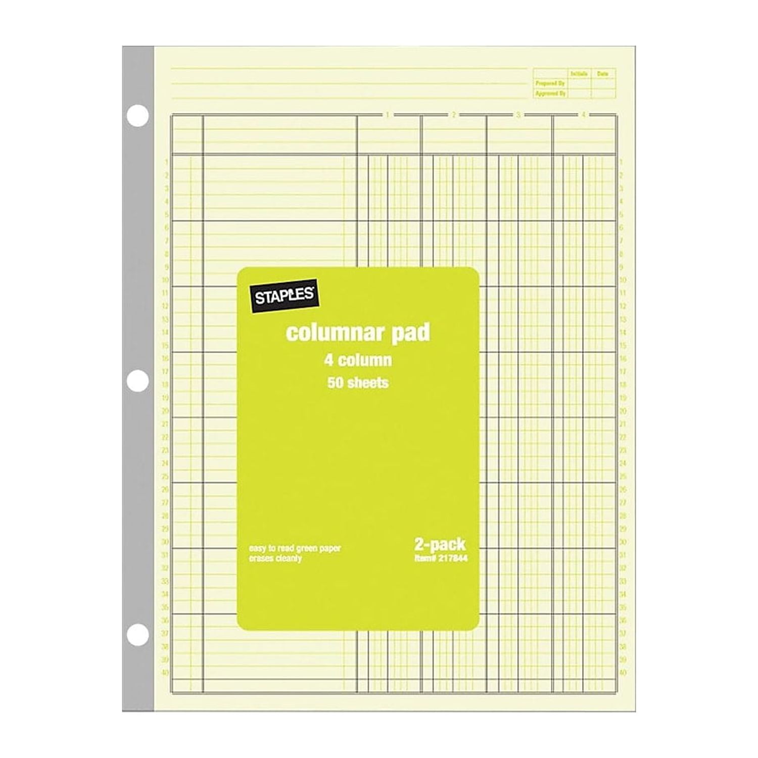 Staples Organizer Notebook Columnar Books - 100 Pages, 2/Pack Green ...