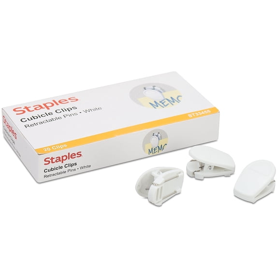 Staples White Cubicle Clips 20/Pack for Office Paper Hanging - 510399 ...