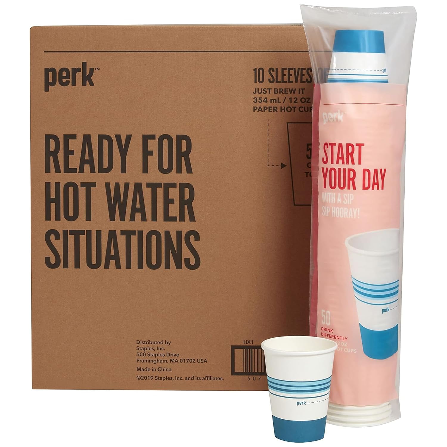 Staples Disposable Coffee Cups for Hot Beverages, 12 Oz Paper Cups for ...