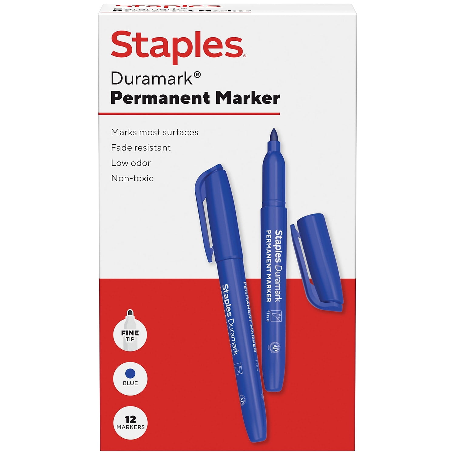 Staples Duramark Permanent Marker Fine Tip Blue Dozen (ST62950 ...