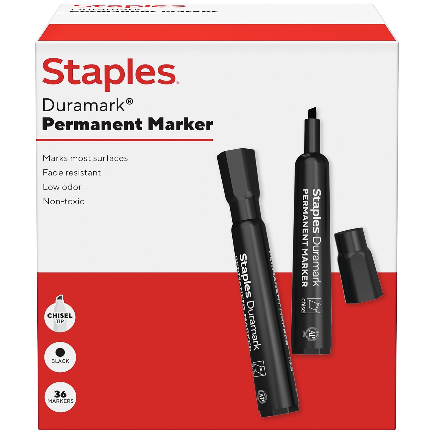 Staples Duramark Tank Marker Chisel Tip Black 36/Pack (ST62928 ...