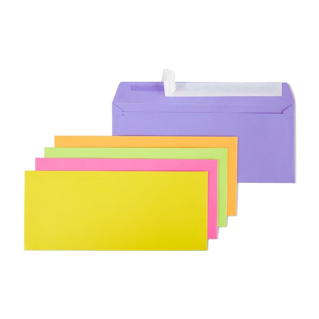 Staples EasyClose Self-Seal Neon Color Envelopes #10, Letter Size ...