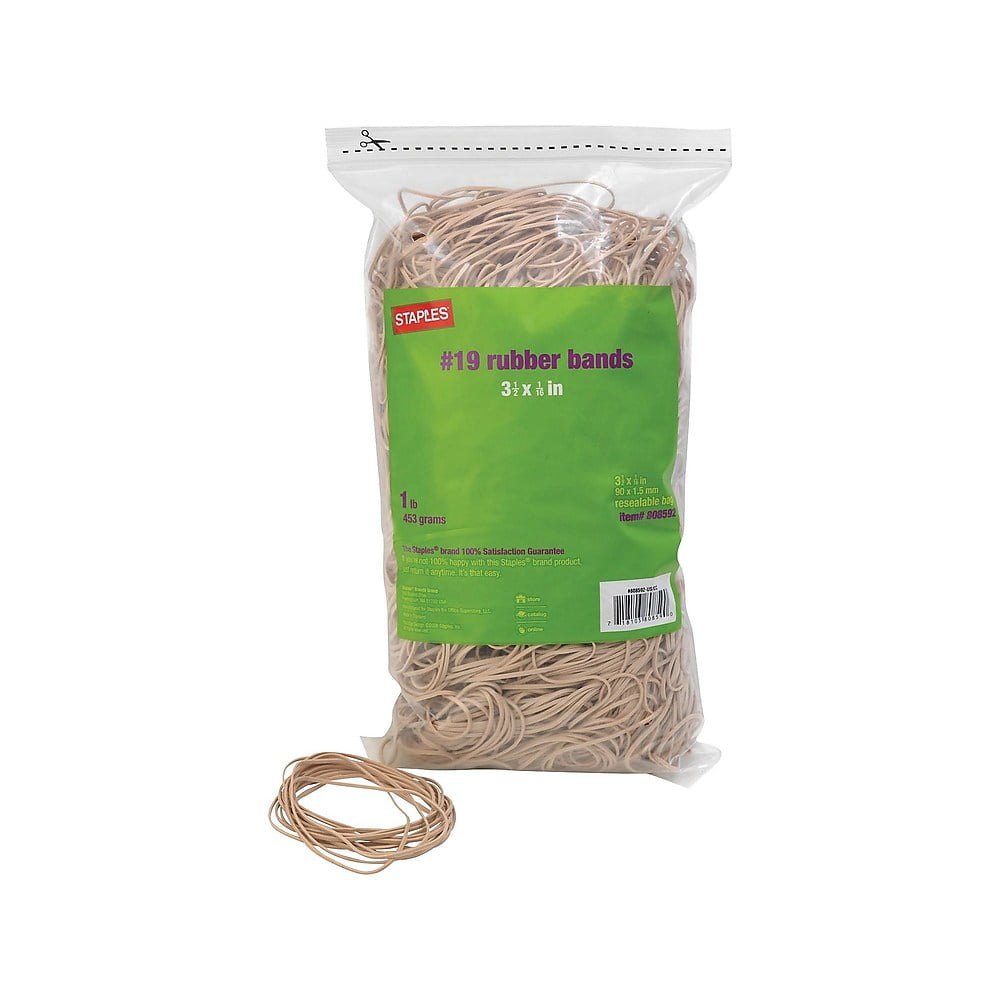 Staples Economy Rubber Bands #19 1 Lb. Resealable Bag 1640 Bands/PK 25 ...