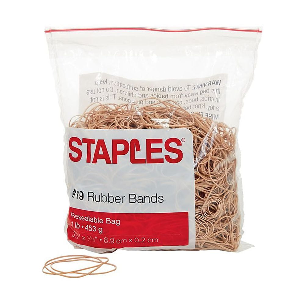 Staples, Rubber Bands, Size #19, 1 lb. Beige, For Office & Home Use ...