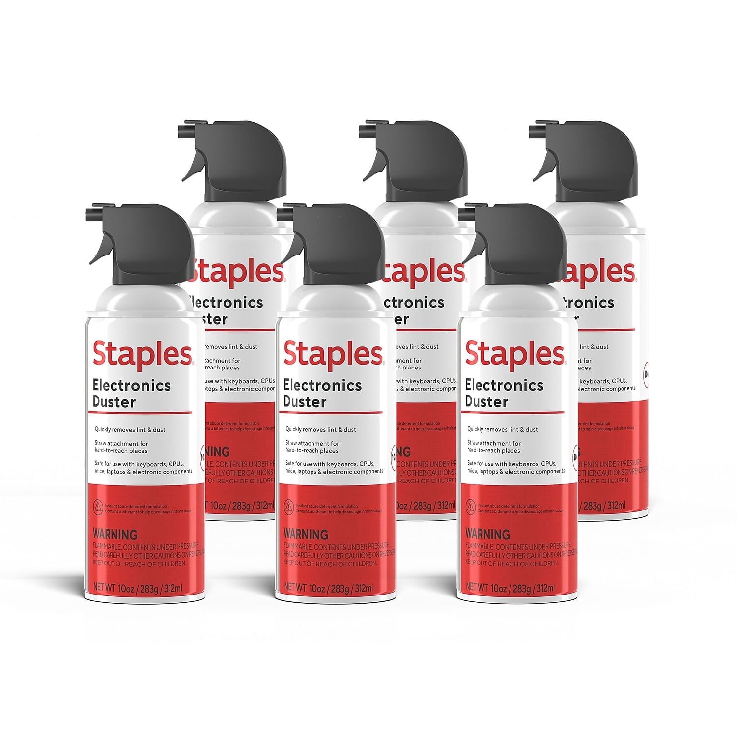 Staples, Electronics Air Duster, 10 oz, 6 Pack, Safe Liquefied Gas ...