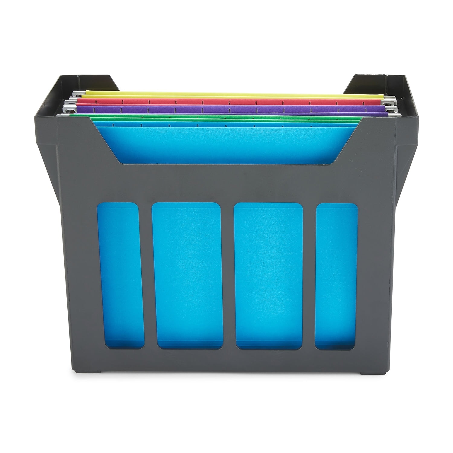 "STAPLES Black File Caddy, Plastic, Includes 5 Hanging File Folders, 10 ...
