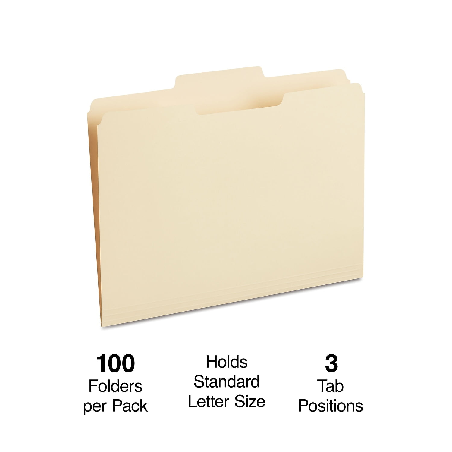 Staples Letter Size Manila File Folders, 1/3 Cut Tabs, Heavy Duty, Bulk ...