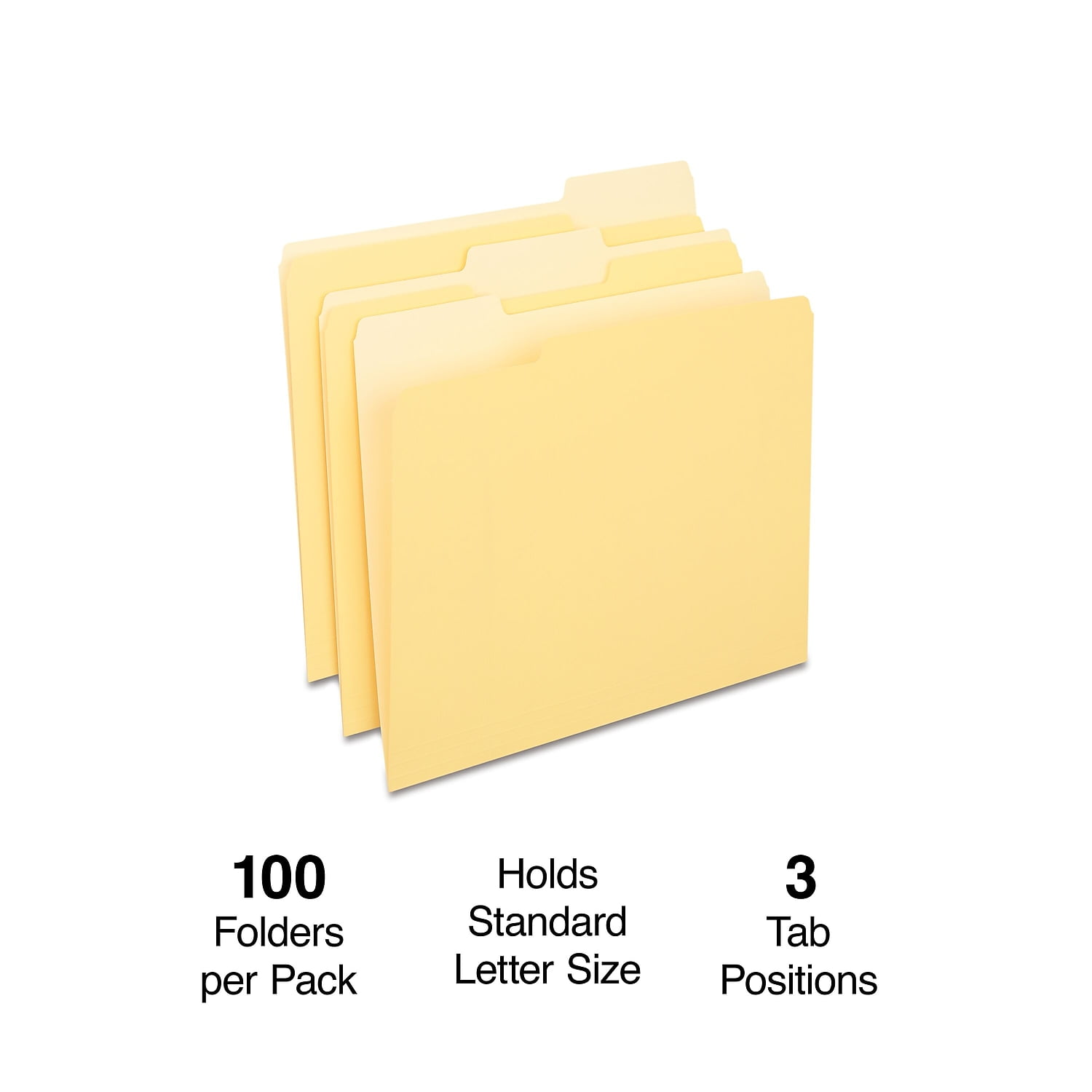 Staples File Folder 1/3 Cut Tab Letter Size Yellow 200/Carton ST224535 ...