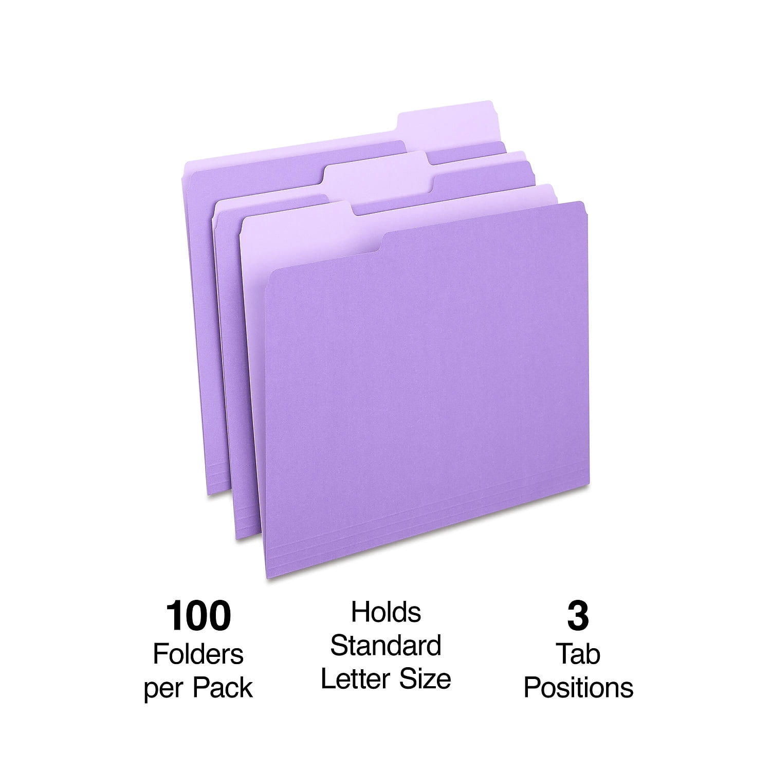 Staples File Folders 1/3 Cut Letter Size Purple 200/Carton ST535559 ...
