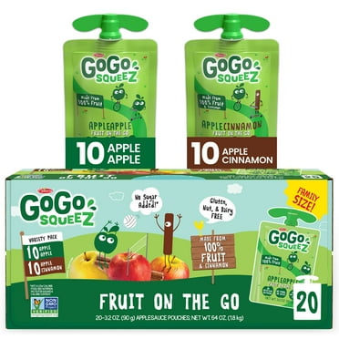 GoGo squeeZ Applesauce and Fruit Puree, Apple Apple, Apple Banana, and Apple Strawberry Snack ...
