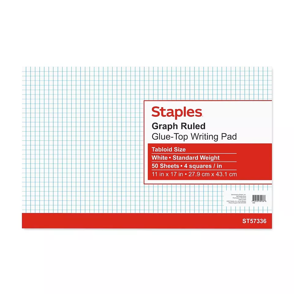 Staples Graph Pad 11" x 17" Graph White 50 Sheets/Pad (18586) 814566 ...
