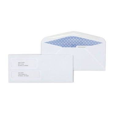Double Window Business Envelope, #8 5/8, Square Flap, Gummed Closure, 3 ...