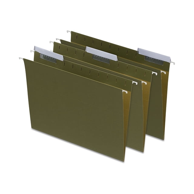Staples 3-Tab Letter-Size Hanging File Folders, Standard Green, Durable ...