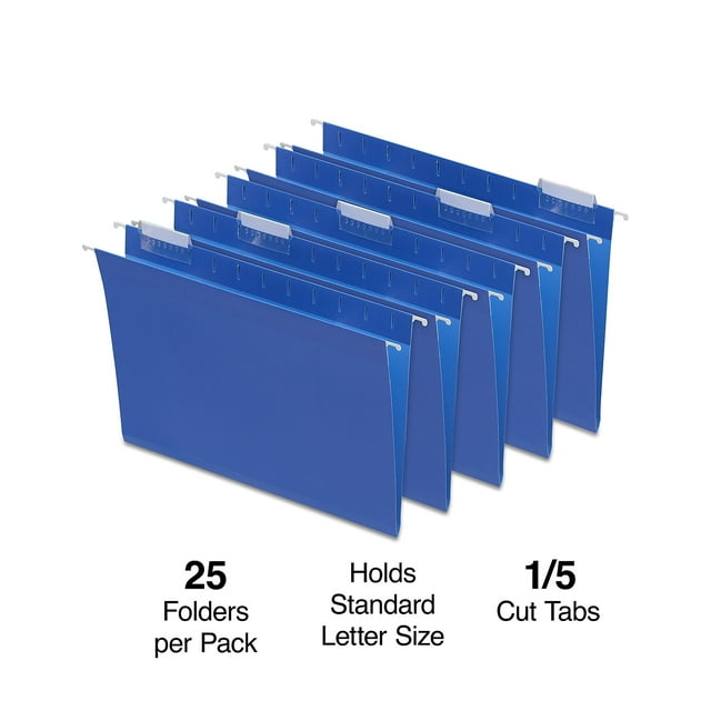 Staples Bulk Colored Hanging File Folders, 5-Tab Letter Size, Blue, 125 ...