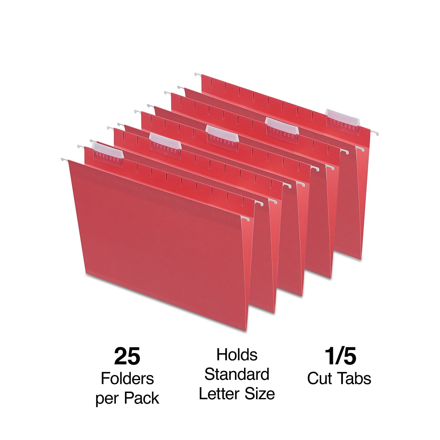 Staples Hanging File Folder 5-Tab Letter Size Red 50/Carton ST163535 ...