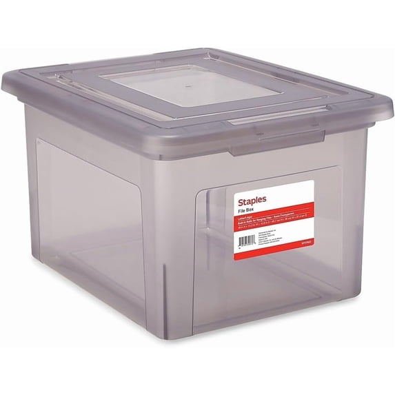 Staples Hanging File Folder Box, Storage Bin Organizer, Snap Lid ...