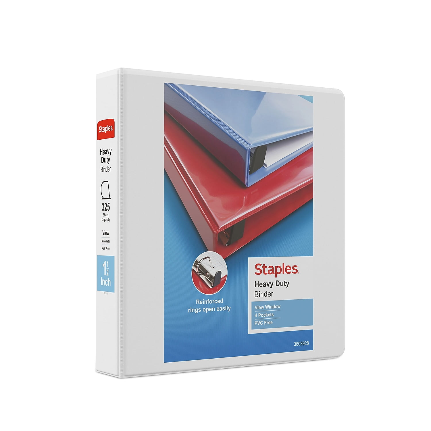Staples Heavy Duty 1 1/2" 3-Ring View Binder White (24677) 82684 ...