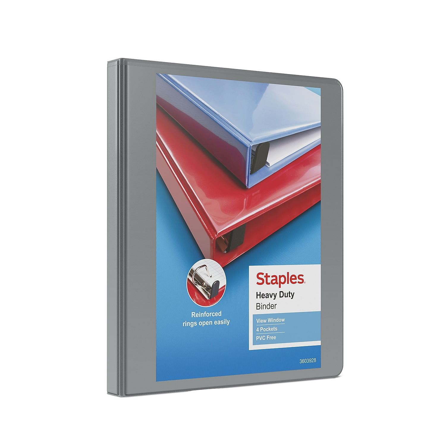 Staples Heavy Duty 1/2" 3-Ring View Binders Gray 3/Pack ST56327-CCVS ...