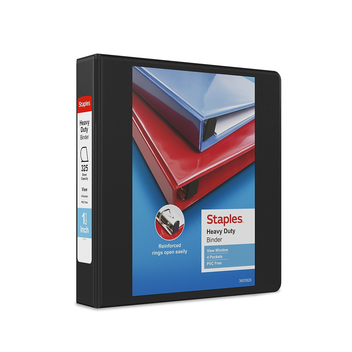 Staples Heavy-Duty 3-Ring View Binder 1-1/2" Ring Black (24674-US ...