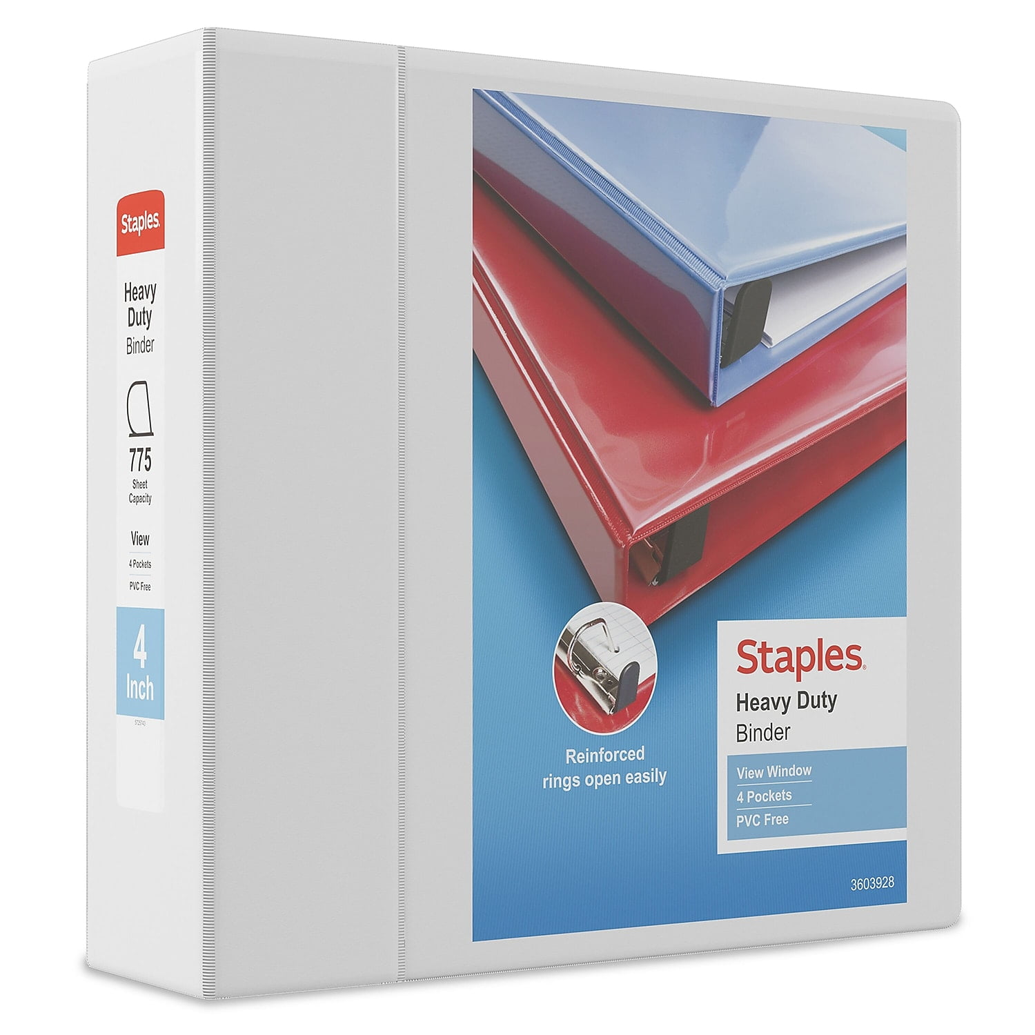 Staples Heavy-Duty 4-Inch 3-Ring View Binders, White, Four Pack ...