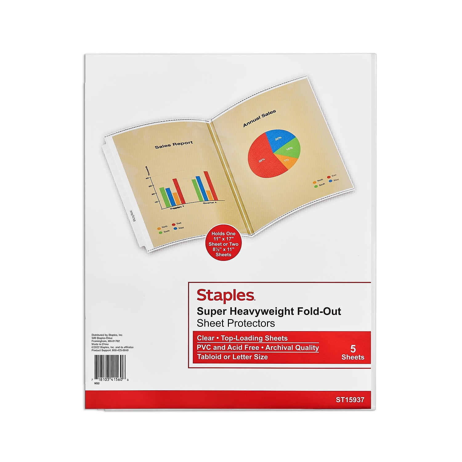 Staples Heavyweight Fold-Out Sheet Protectors Clear 15/Carton ST15937 ...