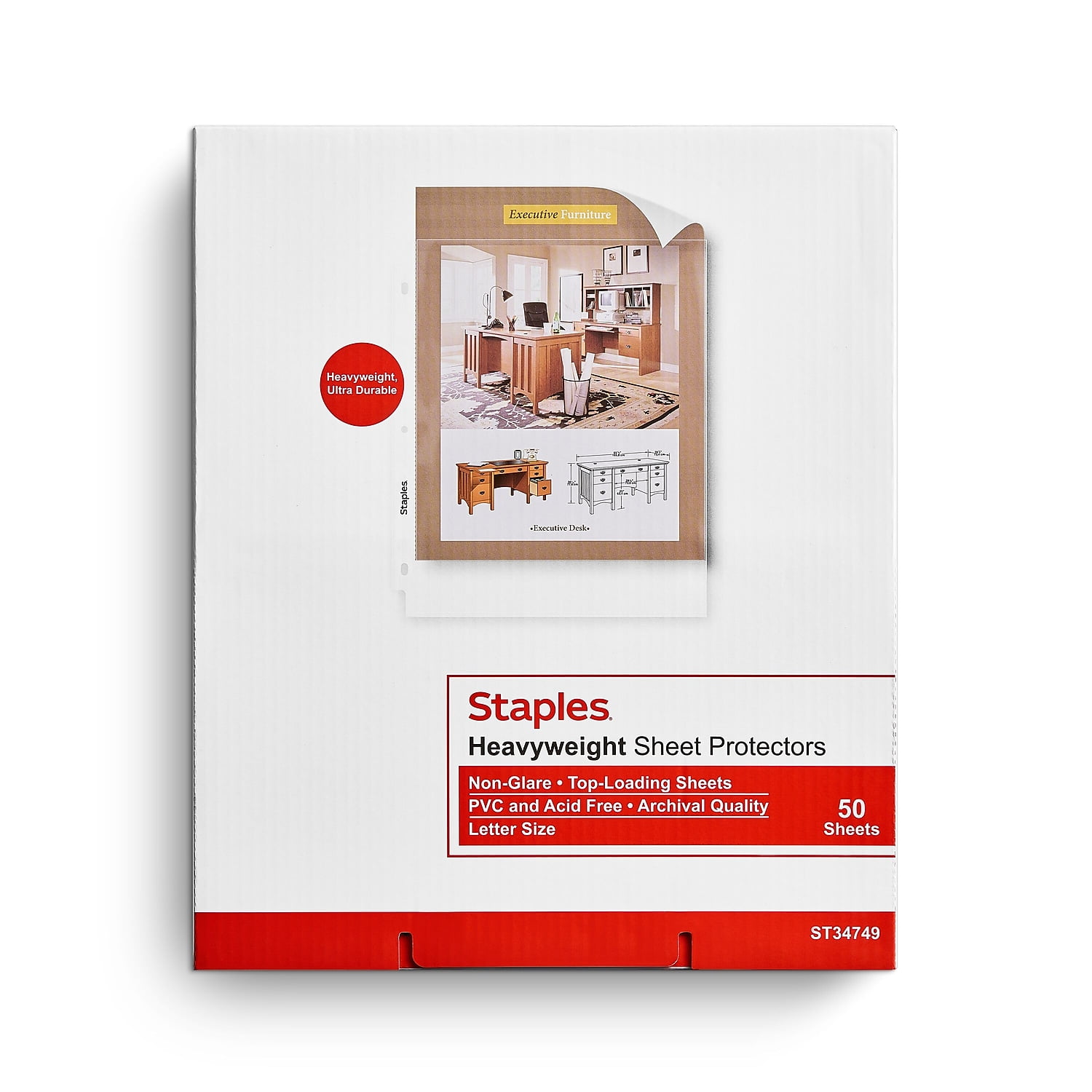 Staples Heavyweight Sheet Protectors Non-Glare 150/Carton ST34749 ...