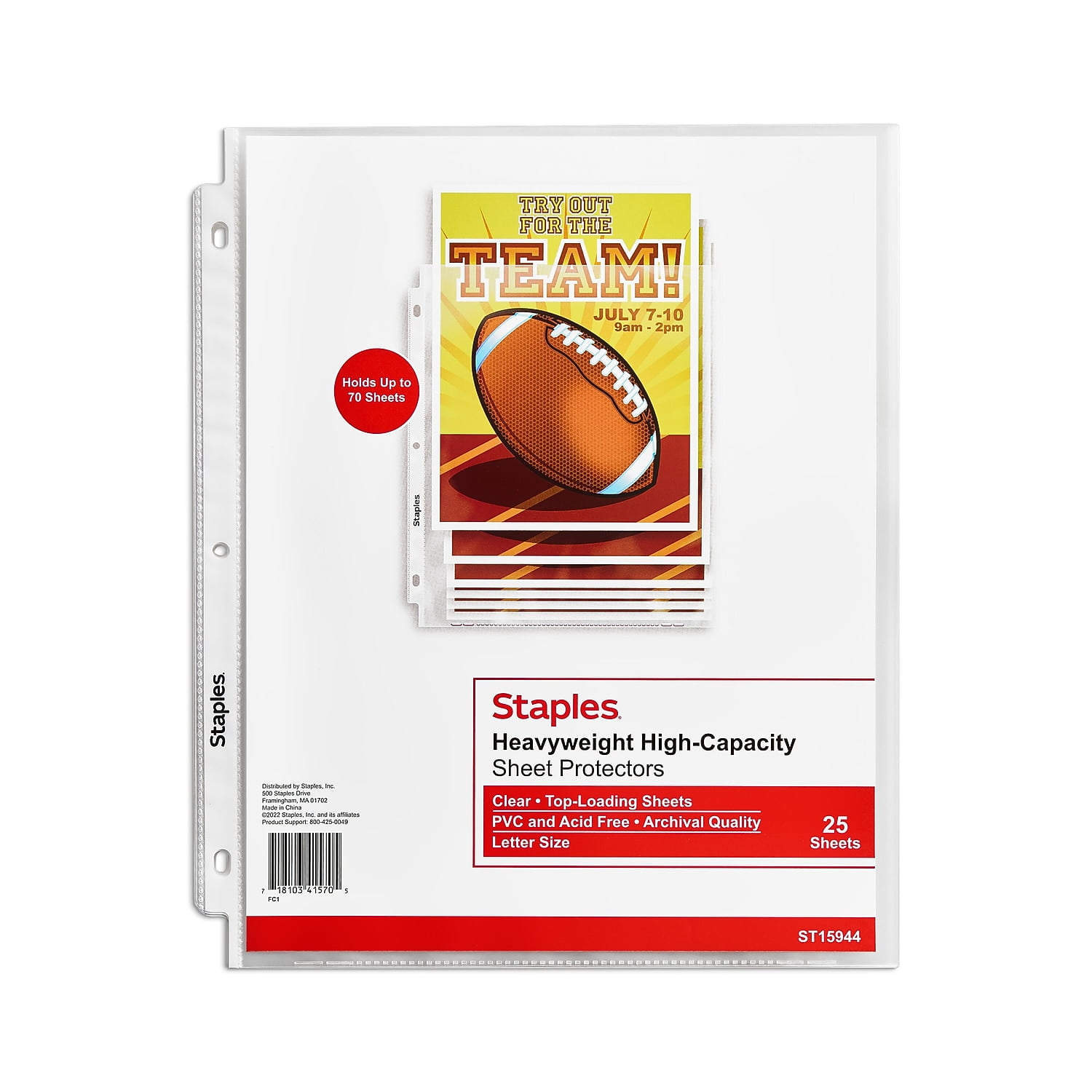 Staples High-Capacity Sheet Protectors 8.5" x 11" Diamond Clear 75 ...
