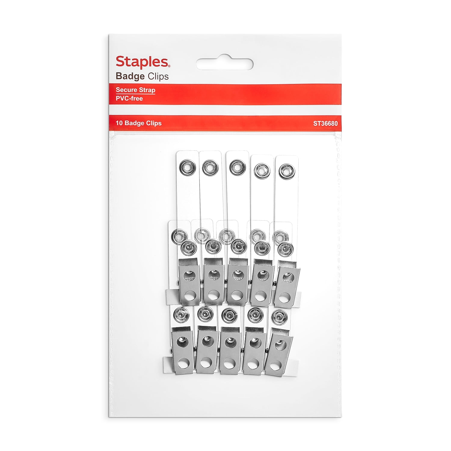 Staples Clear ID Badge Clip Holder with Lanyards & Plastic Strap, 10 ...