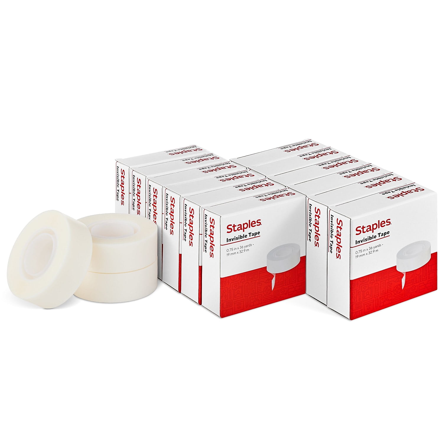 Staples Invisible Tape 3/4" x 1296" 12-Pack (52477-P12) 52380P12 ...