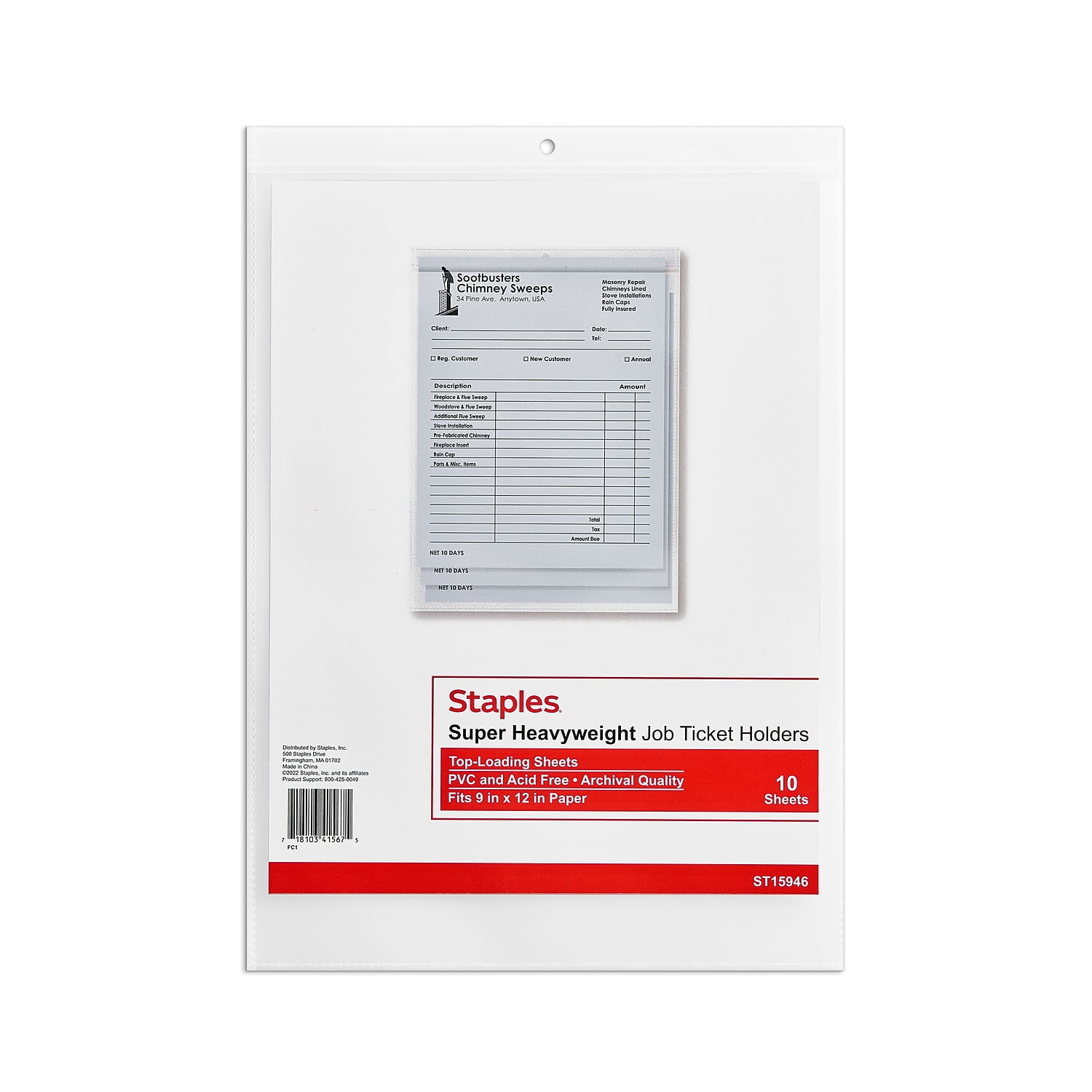Staples Job Ticket Holders 9" x 12" Clear 30/Carton ST15946/15946VS ...