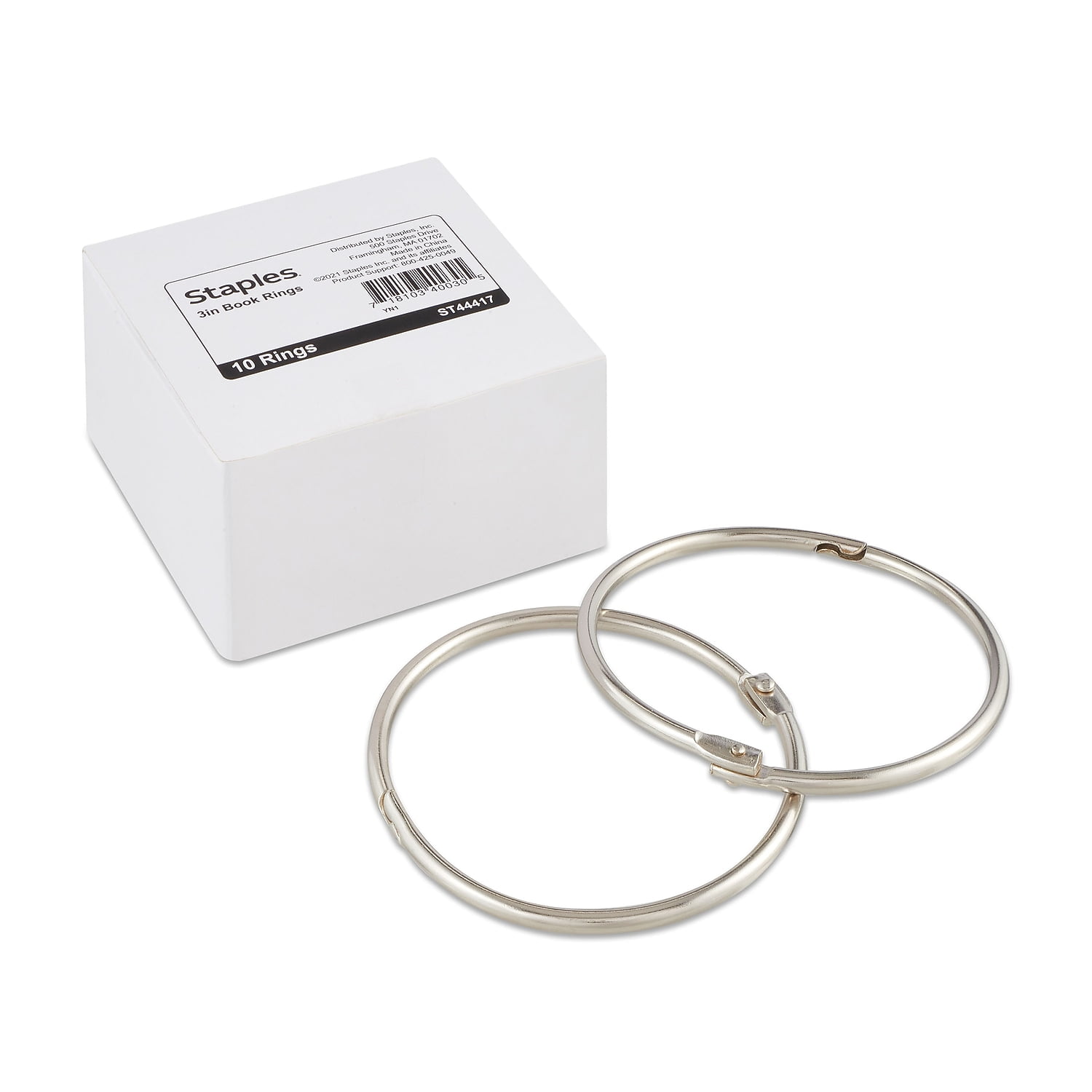 Staples Loose Leaf Book Rings 3" Silver 30/Carton ST44417/44417VS ...