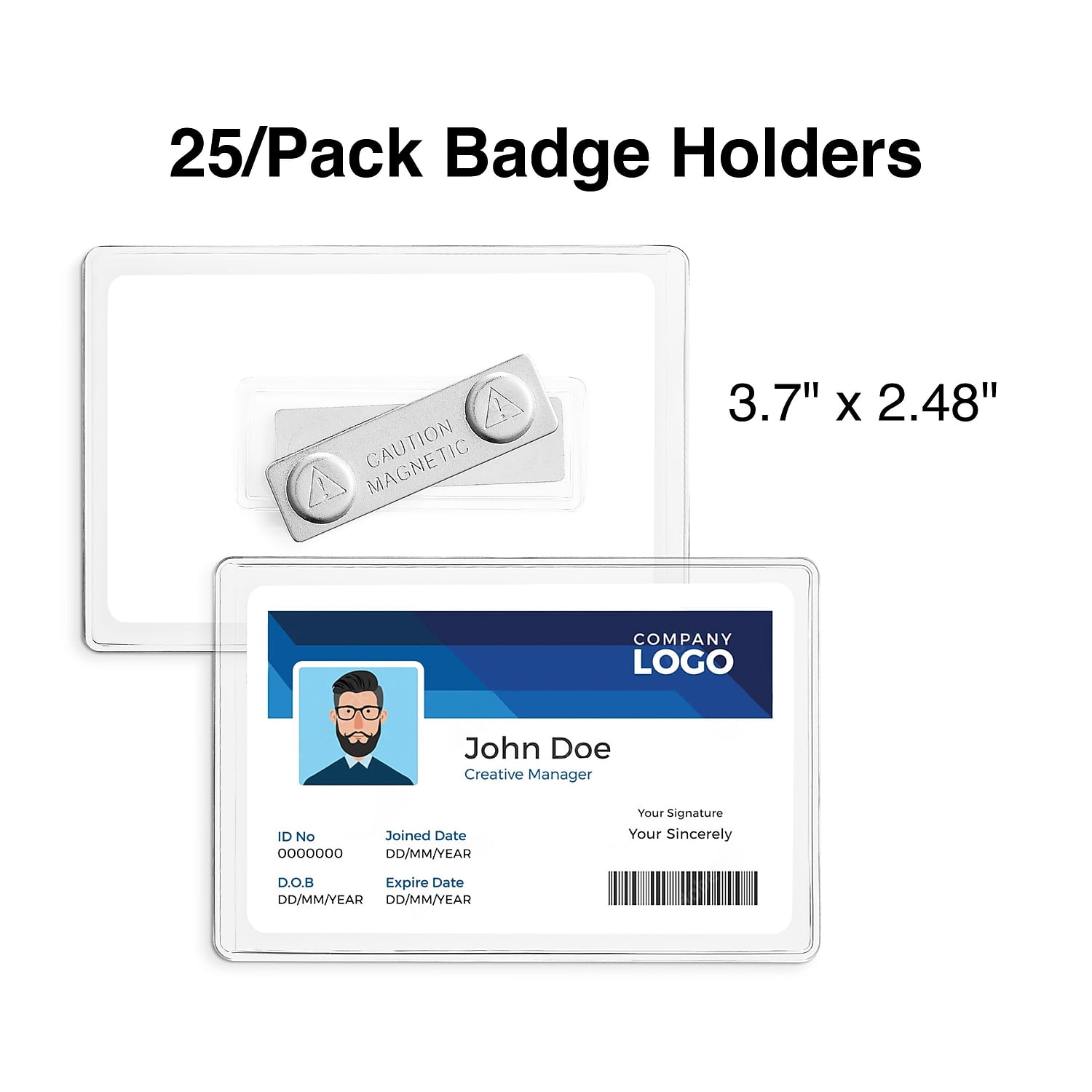 Staples Magnetic Badge Holder, 2.25 x 3.5 inches, Vinyl Clear, 50 ...