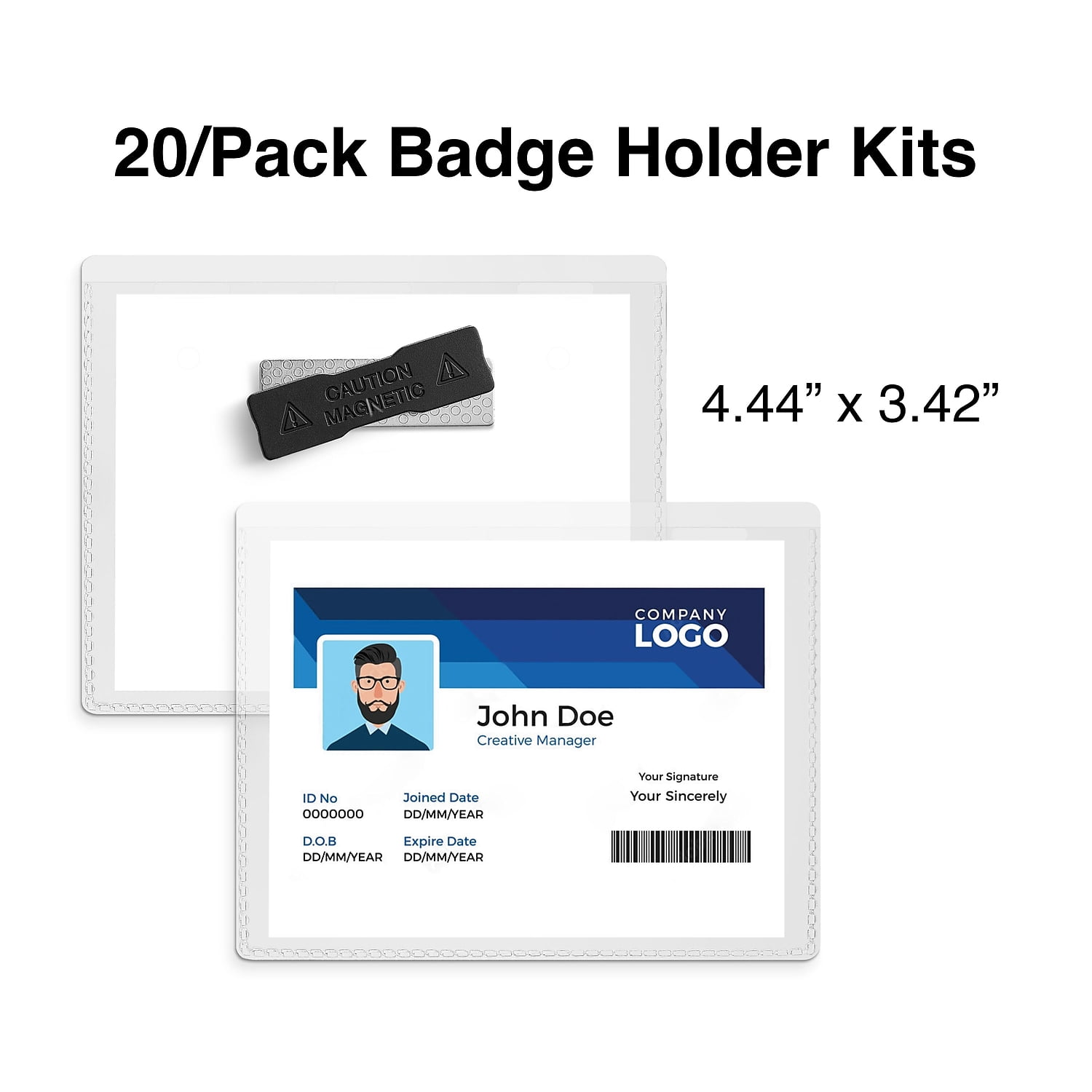 Staples Magnetic Name Badge Holder Kit 3" x 4" Vinyl Clear 40/Carton ...