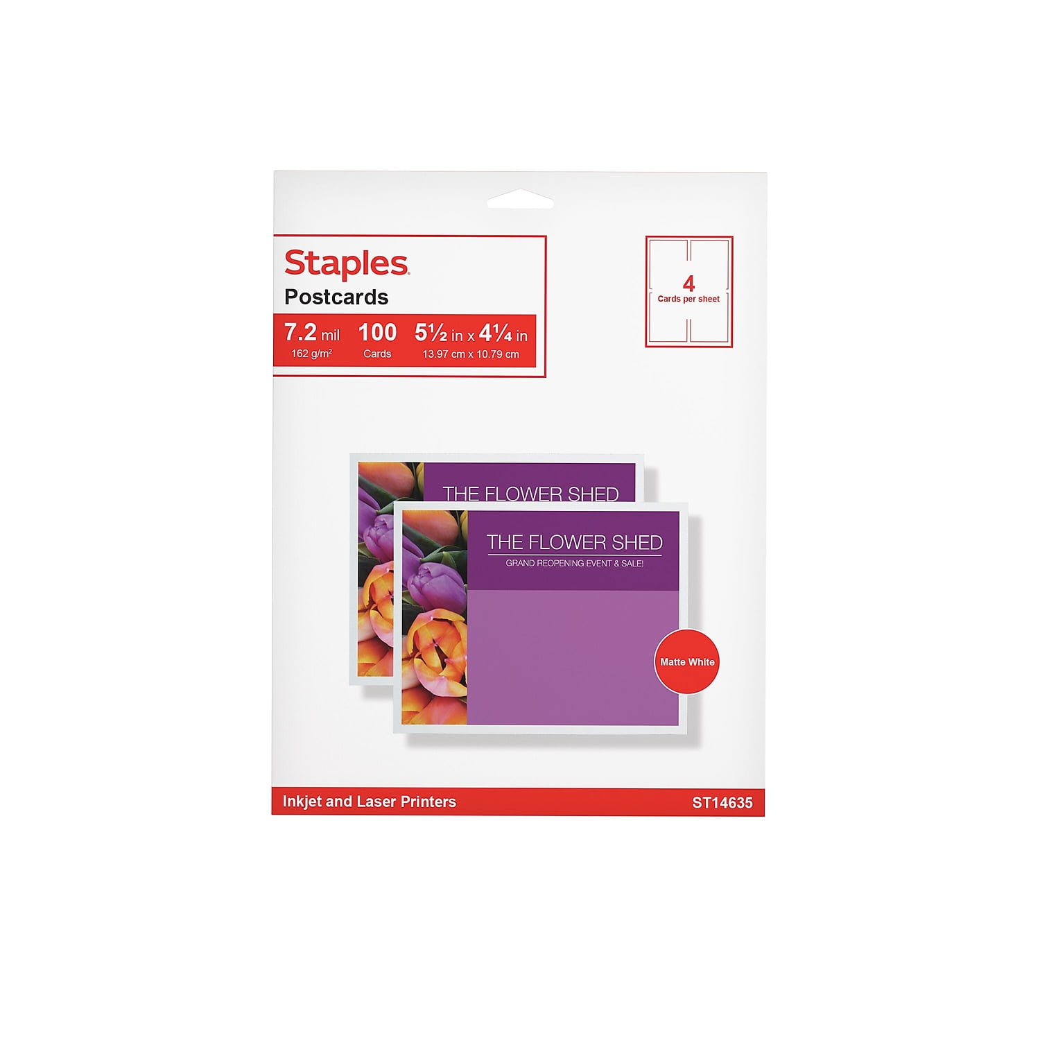 Staples Matte Postcards White 200/Box (ST12496) - Walmart.com