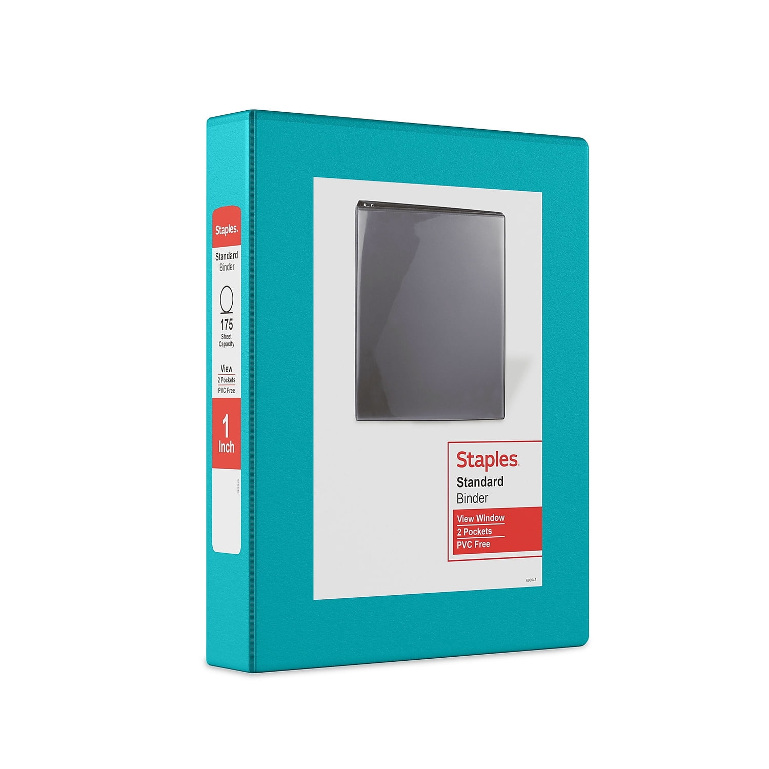 "Staples 1"" 3-Ring Teal Plastic Mini View Binder, PVC Free, Holds 175 ...