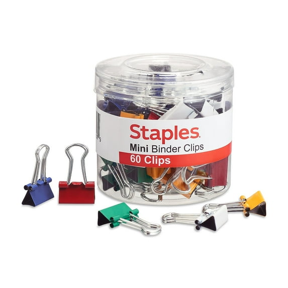 Staples Mini Binder Clips Assorted Colors 180/Carton ST15347/15347VS ...