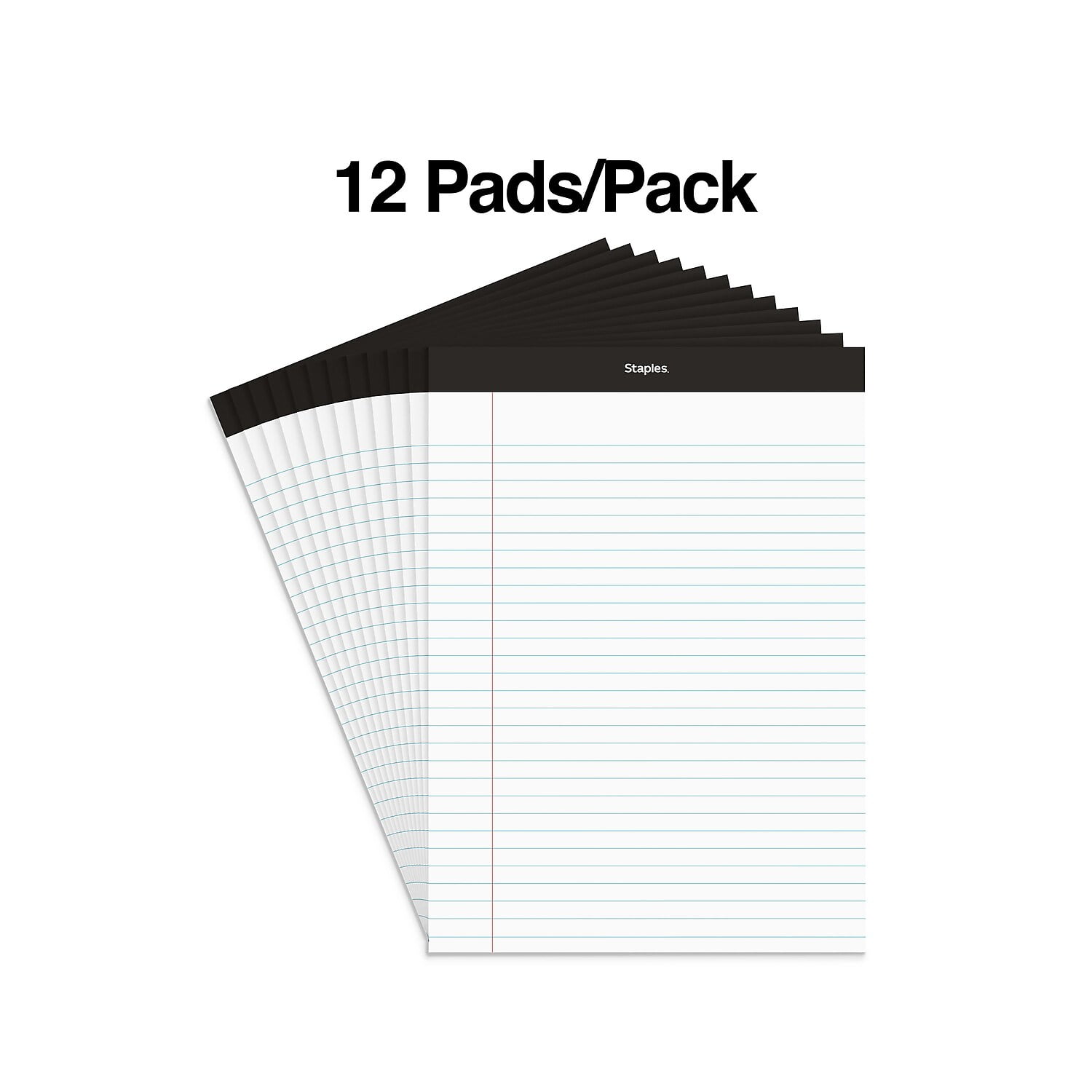 Staples Notepads 8.5" x 11.75" Wide Ruled White 50 Sheets/Pad 24/Carton ...