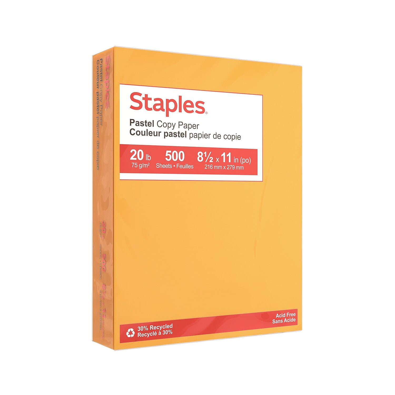 Staples Pastel Colored Copy Paper 8 1/2" x 11" Goldenrod Ream 14788 ...