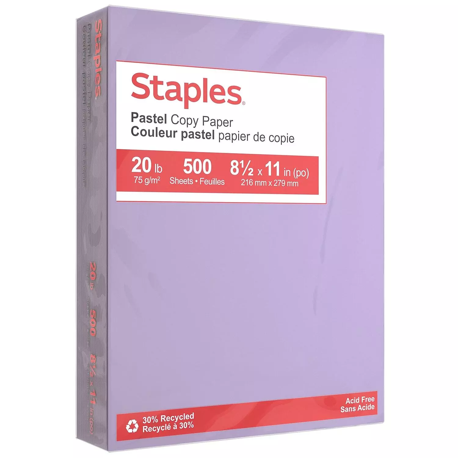Staples Pastel Colored Copy Paper 8 1/2" x 11" Lilac 500/Ream (14782 ...