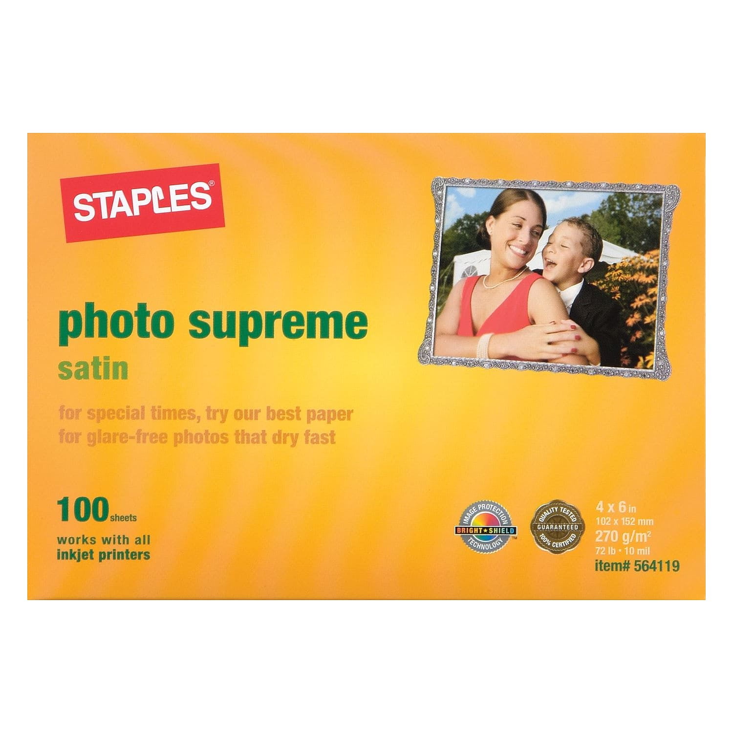 Staples Photo Supreme Paper 4" x 6" Satin 100/Pack 564119 - Walmart.com