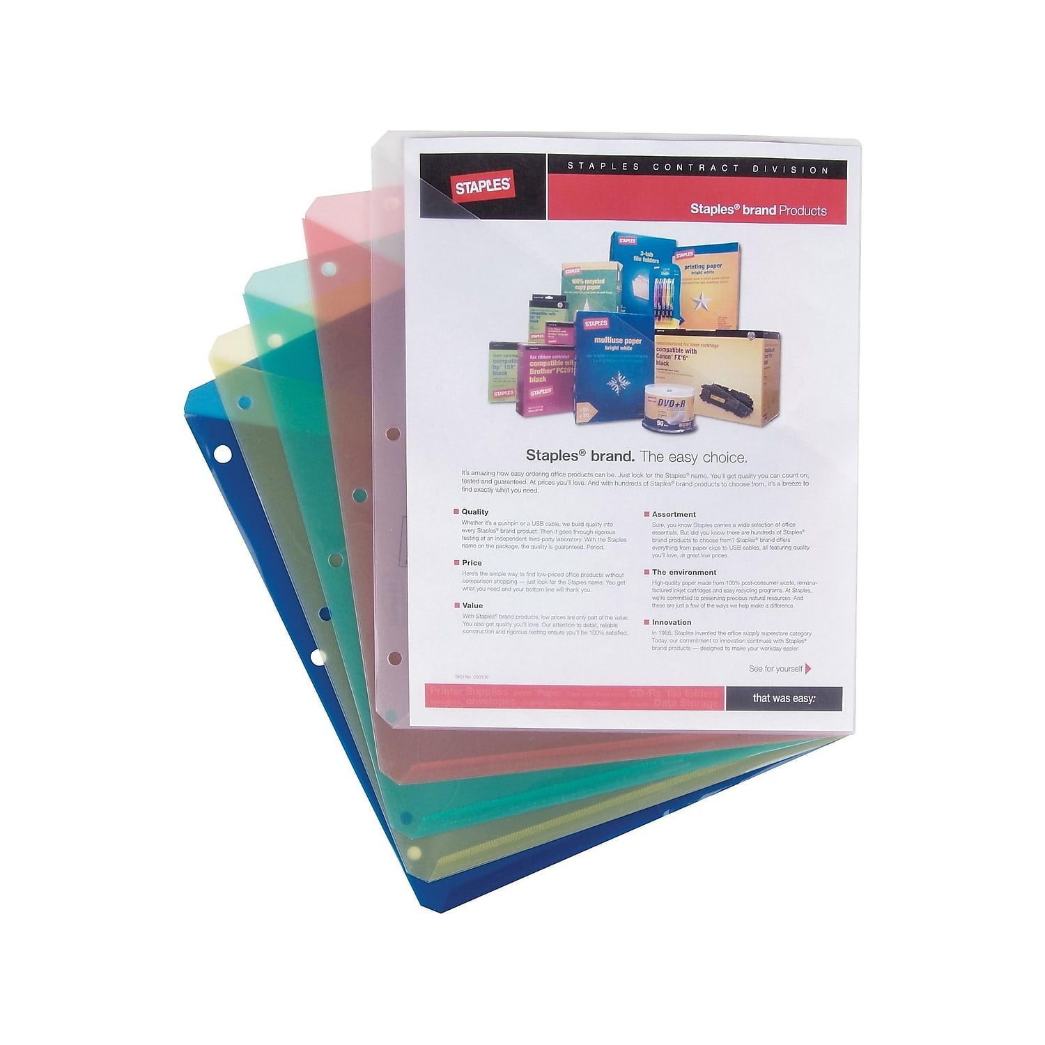 Staples Plastic File Jacket Letter Size Assorted 15/Carton 36052VS ...