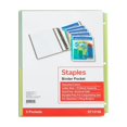 Staples Poly Binder Pockets 3-Hole Punched Assorted Colors 15/Carton ...